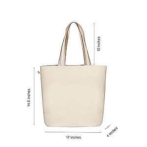 Ecoright Aesthetic Canvas Tote Bag for Women Large Zipper Tote Bags with Pocket, Womens Tote Bag for Yoga, Work, Beach