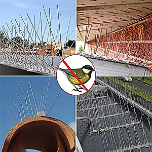GeBot Bird Spikes for Small Birds, Bird Deterrent Spikes Stainless Steel Pigeon Spikes for Fence Roof Mailbox Window (3.3Ft 4 Strips(Uninstalled Spikes))