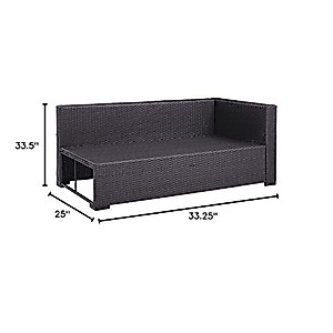 Crosley Furniture KO70129BR-MI Biscayne Outdoor Wicker Single-Arm Loveseat with Mist Cushions - Brown