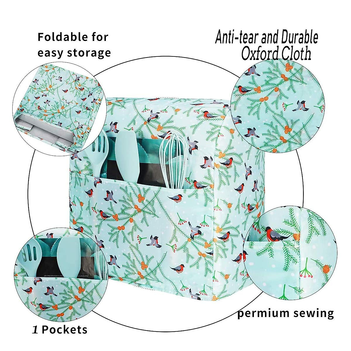 Kitchen Aid Mixer Cover Compatible with 6-8 Quarts Kitchen Aid/Hamilton Stand Mixer/Tilt Head & Bowl Lift Model,Bird Print Mixer Cover Pioneer Woman Kitchen Accessories,Kitchen Aid Mixer Accessories