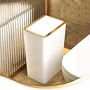 3.3 Gallon Rectangle Trash Can with Top Press Lid，Plastic Slim Garbage Bin, Wastebasket for Narrow Spaces, Kitchen, Bathroom,Bedroom