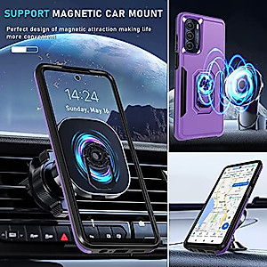 Janmitta Motorola Moto G 5G 2022 Case with Screen Protector[2 Pack], Heavy Duty Shockproof Full Body Protective Phone Cover,Built in Rotatable Magnetic Ring Holder Kickstand,Lavender