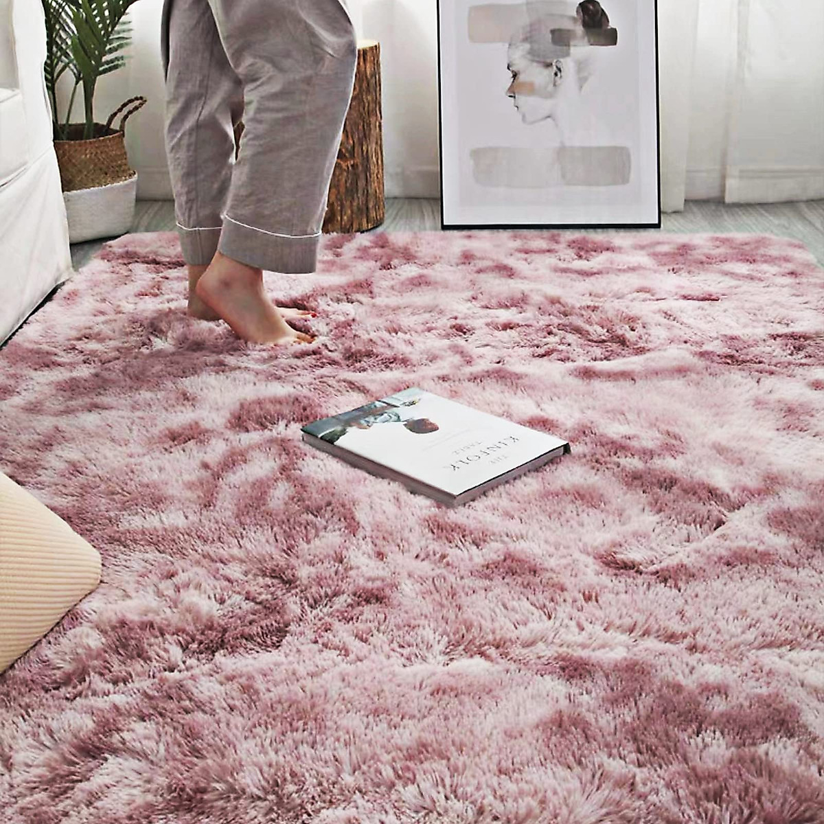 MUHE Fluffy Soft Area Rugs-Plush Rug for Girls Bedroom,Shaggy Rug for Kids Playroom,Kawaii Princess Rug,Fuzzy Rug for Nursery Baby Toddler,Cute Clorful Room Decor for Teenage (Lotus Pink,2 ft x 4 ft)