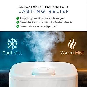MIKO Humidifier With Cool and Warm Mist, Ultrasonic Humidifiers for Large Room & Bedroom- Water Filter, Auto Mode, No Leak Design, Sleep Mode, Built-in Timer, Humidifier for Babies & Home
