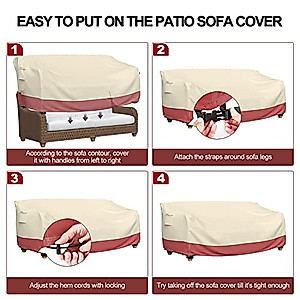 U-COMSO 【Upgraded Heavy Duty 600D Patio Furniture Sofa Covers, 3-Seater Outdoor Furniture Cover Waterproof for Sofa Loveseat Couch(90" W×42" D×32" H),Orange