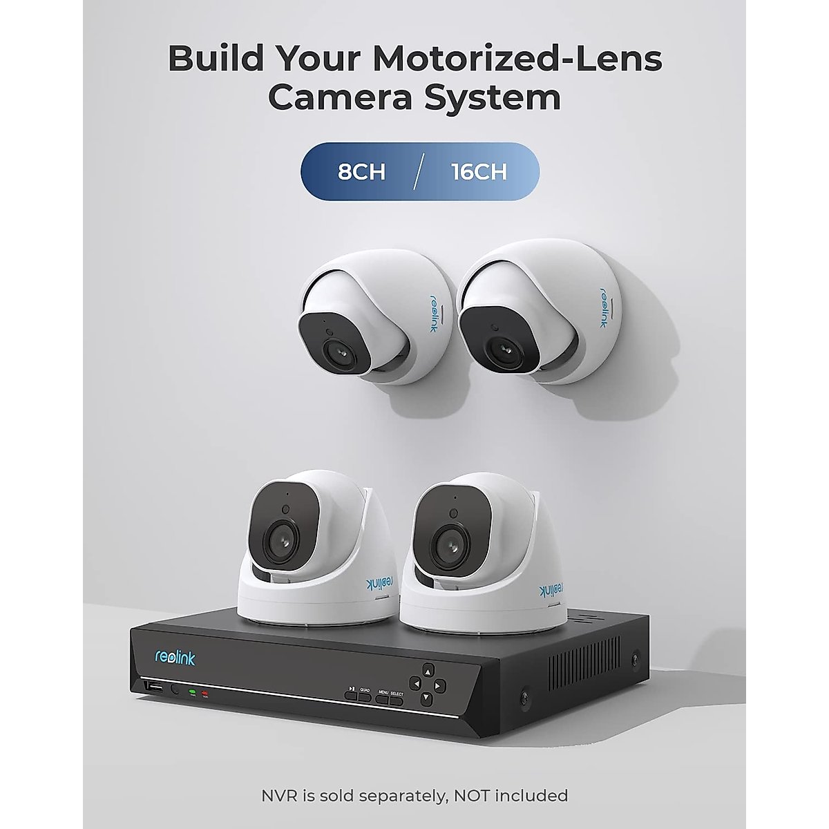 REOLINK 4K 16CH PoE Security Camera System, 8X RLC-822A PoE Outdoor Cameras Bundle RLN16-410 NVR 16 Channel Network Video Recorder (4TB HDD), 3X Optical Zoom, Smart Detection, Remote Access