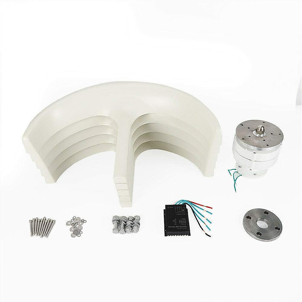 Wind Turbine Generator, 24V 600W 5 Blades Vertical Axis Wind Turbine Kit 2m/s Low Wind Speed Starting Wind Power Generator with Controller for Home, Camping & Boat Use - White (24V)