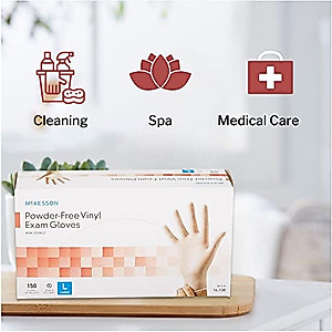 McKesson Powder-Free, Vinyl Exam Gloves, Non-Sterile, Large, 150 Count, 1 Box