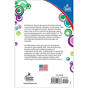 Carson Dellosa Skill Builders Spanish I Workbook—Grades 6-8 Reproducible Spanish Workbook With Spanish Vocabulary, Common Words and Phrases for Conversational Skills (80 pgs)