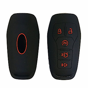 2Pcs Coolbestda Silicone Key Fob Cover Skin Remote Case Keyless Entry Holder for 2015 2016 2017 Ford Explorer Edge Mustang F-150 Fusion Lincoln MKZ MKC M3N-A2C31243300