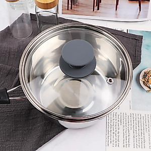 Mewutal Tempered Glass Lid Clear Pot Cover Assembled Pan Cover Replacement for Universal Pot Frying Pan Skillets Cookware, with Silicone Handle and Cleaning Pad (5.63 Inches)