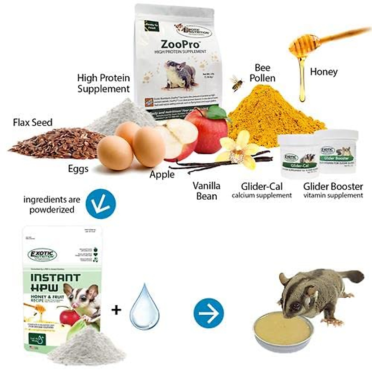 Sugar Glider Complete Food Starter Package - Nutritionally Complete Pellet Diet & High Protein Supplemental Food for Sugar Gliders… (2 Piece Set)
