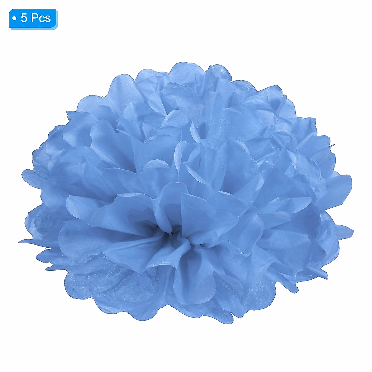 PATIKIL 8" Tissue Pom Poms Flowers, 5 Pack Paper Flower Ball for Wedding Bridal Shower Birthday Bachelorette Party Backdrop Decoration, Lake Blue