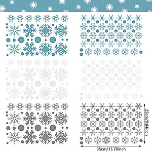 Outus 249 Pcs Snowflake Windows Decorations Clings Stickers Winter Window Snowflake Decals Wall Ornaments for Xmas Frozen Party Home Shop Window Display(Blue, Grey, White)