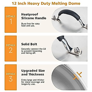 SHINESTAR Cast Iron Griddle Press with 12-Inch Melting Dome for Blackstone Griddle, Flat Top Grill & Griddle Accessories, Ideal for Patty, Burger, Bacon, Panini, Indoor and Outdoor Cooking