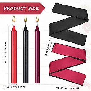 Coume 11 Pieces Low Temperature Candles Wax Play Candles Silk Blindfold Satin Eye Mask Romantic Candles Long Thin Drip Candles Silk Blindfolds