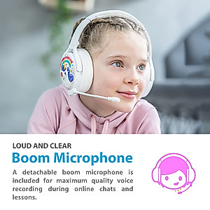 BuddyPhones Cosmos+ Active Noise Cancelling Bluetooth Kids Headphones, Over-Ear Volume Limiting with Built in Mic, 24 Hours Battery Life, Cool Blue