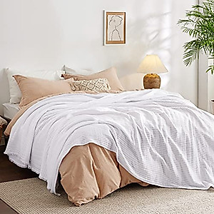 Bedsure 100% Cotton Muslin Blanket White King & Bedsure 100% Cotton Muslin Blanket Sage Green Throw