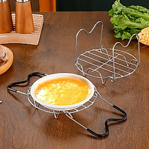 Steamer Rack Trivet with Handles for Instant Pot Pressure Cooker Accessories (Handle with Silicone, for 3qt)