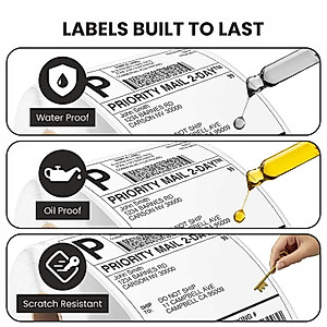 CEPRICO - 4”x 6” Direct Thermal Shipping Labels - 4 Rolls (Per Roll 220 Labels) - Waterproof Perforated Self Adhesive Printable Stickers for UPS DHL FedEx USPS - Compatible w/Zebra & Thermal Printers