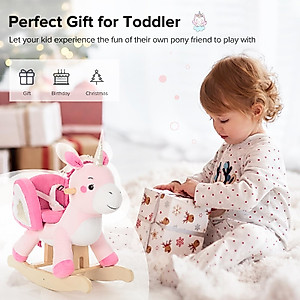 labebe - Baby Rocking Horse, Ride Unicorn, Kid Ride On Toy for 6 Month-3 Year Old, Infant (Boy Girl) Plush Animal Rocker, Toddler/Child Stuffed Ride Toy (Pink)
