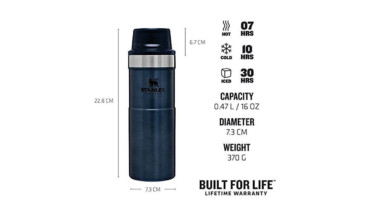 Stanley Classic Trigger Travel Mug 0.47L Nightfall | Leakproof & Insulated