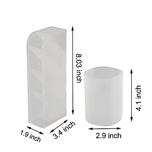 Marbrasse 5 Pcs Desk Organizer for Office, School, Home Supplies, Translucent White Pen Storage Holder, Set of 3, 2 Cups 14 Compartments (White)