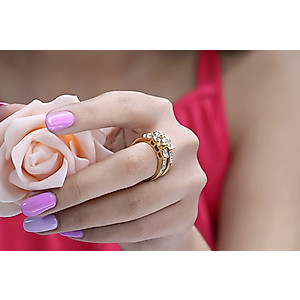 Dazzlingrock Collection 1.80 Carat (Cttw) 14K Round Diamond Women 3 Stone Engagement Ring Set, Yellow Gold, Size 7