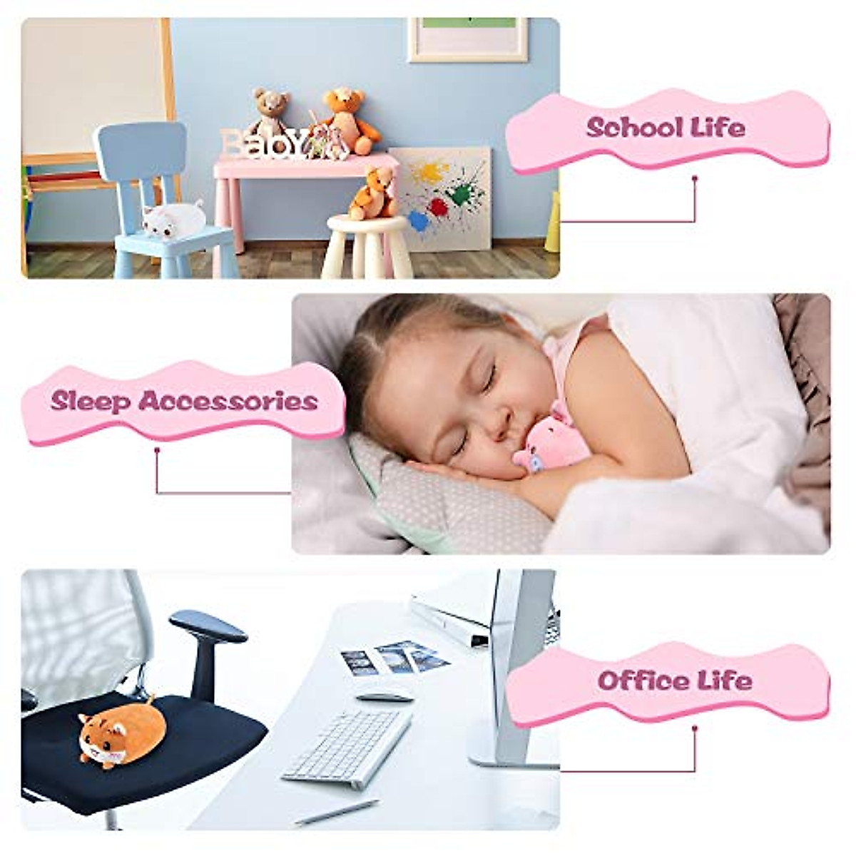 Skylety Plush Toys Set, 4 Pieces Cute Panda/Pig/Squirrel/Cat Stuffed Animal Toy Decoration Cuddly Plush Pillows Hugging Pillow Kawaii Plush Toy Comfortable Cushion Toy Gifts for Valentine, Birthday