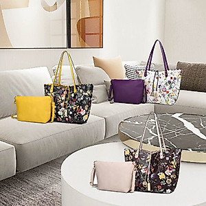 MKF Collection Tote & Pouch Bag for Women-Vegan Leather Designer Handbag -Shoulder Strap Messenger Purse 2Pcs set White red