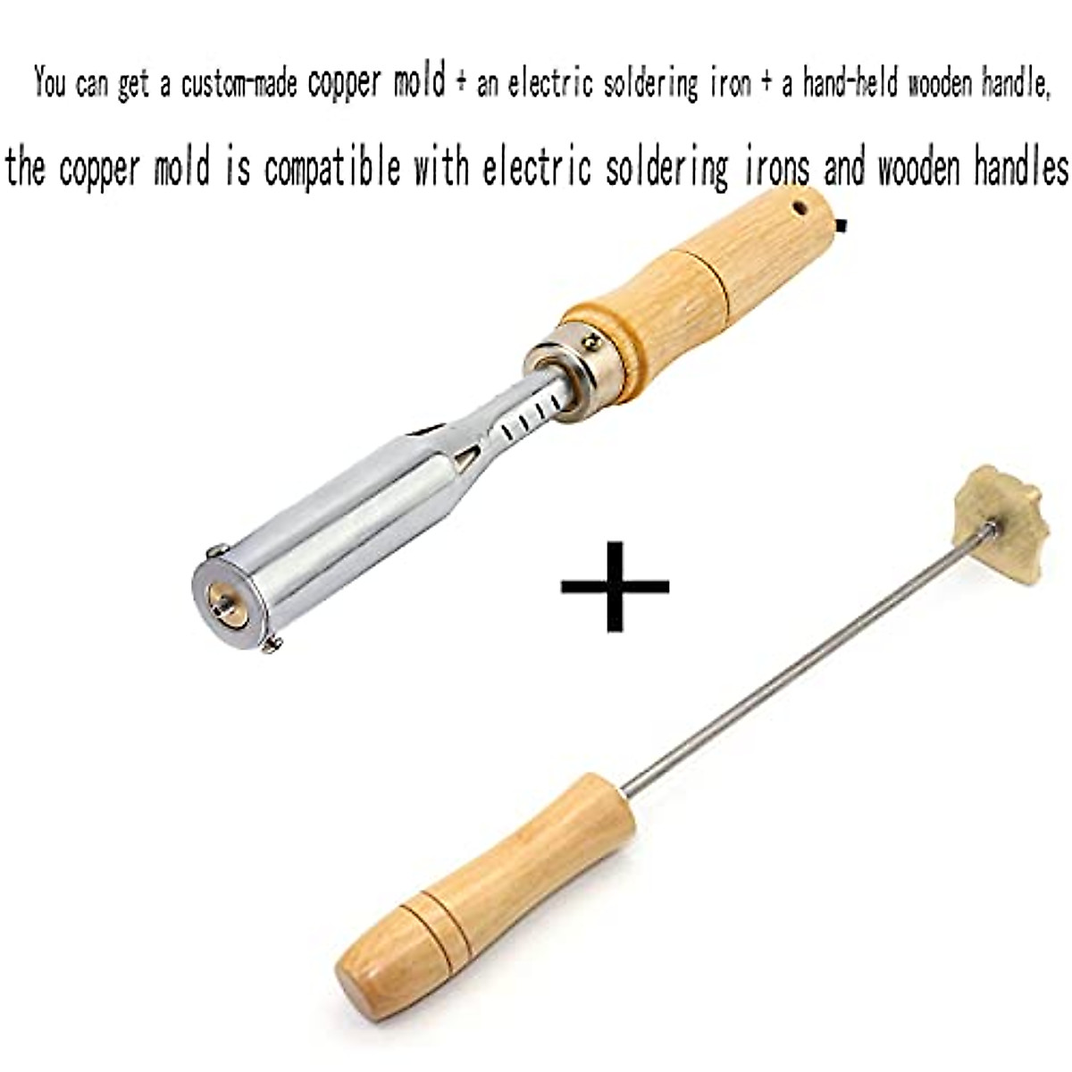 Custom Electric Wood Branding Iron for wood， 350W Custom Cake Logo BBQ Heat Stamp with Brass Head and Wood Handle for Woodworking and Handcrafted Design Compatible With 8mm (Electric iRon Only)