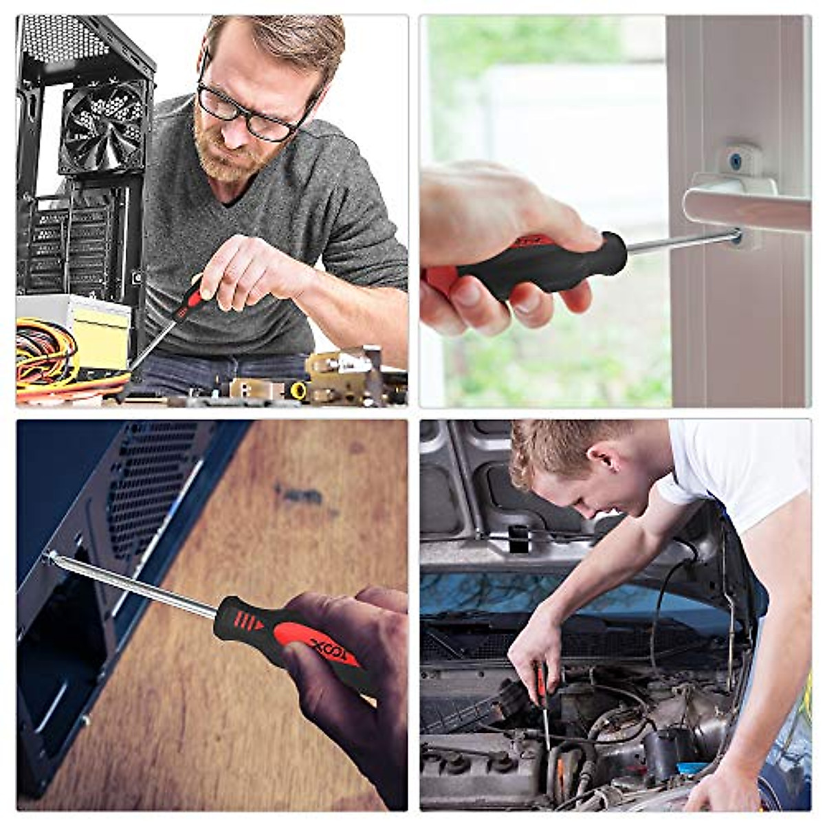 XOOL Magnetic Screwdriver Set 18 PCS, Professional Cushion Grip 9 Phillips and 7 Flat Head Tips Screwdriver Non-Slip for Repair Home Improvement Craft