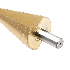 MUXSAM 3Pcs Step Drill Bit Set, HSS Titanium Drill bit, 3-Flat Shank Cone Drill Bits, 2-Flute Design Step Drill , Multi Size Stepped Up Unibit for Plastic, Wood, Sheet Metal Hole Drilling, DIY Lovers(4-12mm/4-20mm/4-32mm)