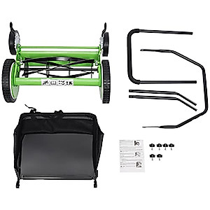 TBVECHI Lawn Mower, 12" 5-Blade Reel Manual Lawn Mower, Adjustable Cutting Handle Height Push Reel Lawn Mower w/23L Grass Catcher