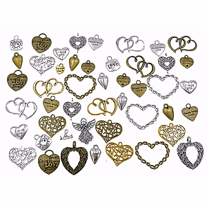 100 Grams Assorted Love Heart Shape Punk Steampunk Charm Pendant Connector for DIY Necklace Bracelet Jewelry Making Accessories