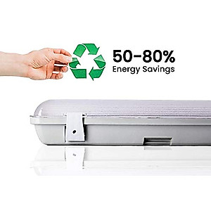 Orilis (10-Pack) 72W Commercial Outdoor Integrated Hardwired 4 Ft. Vapor Tight Water Resistant Anti-Fogging LED Fixture IP65-6500K - 7,000-9,000 Lumen