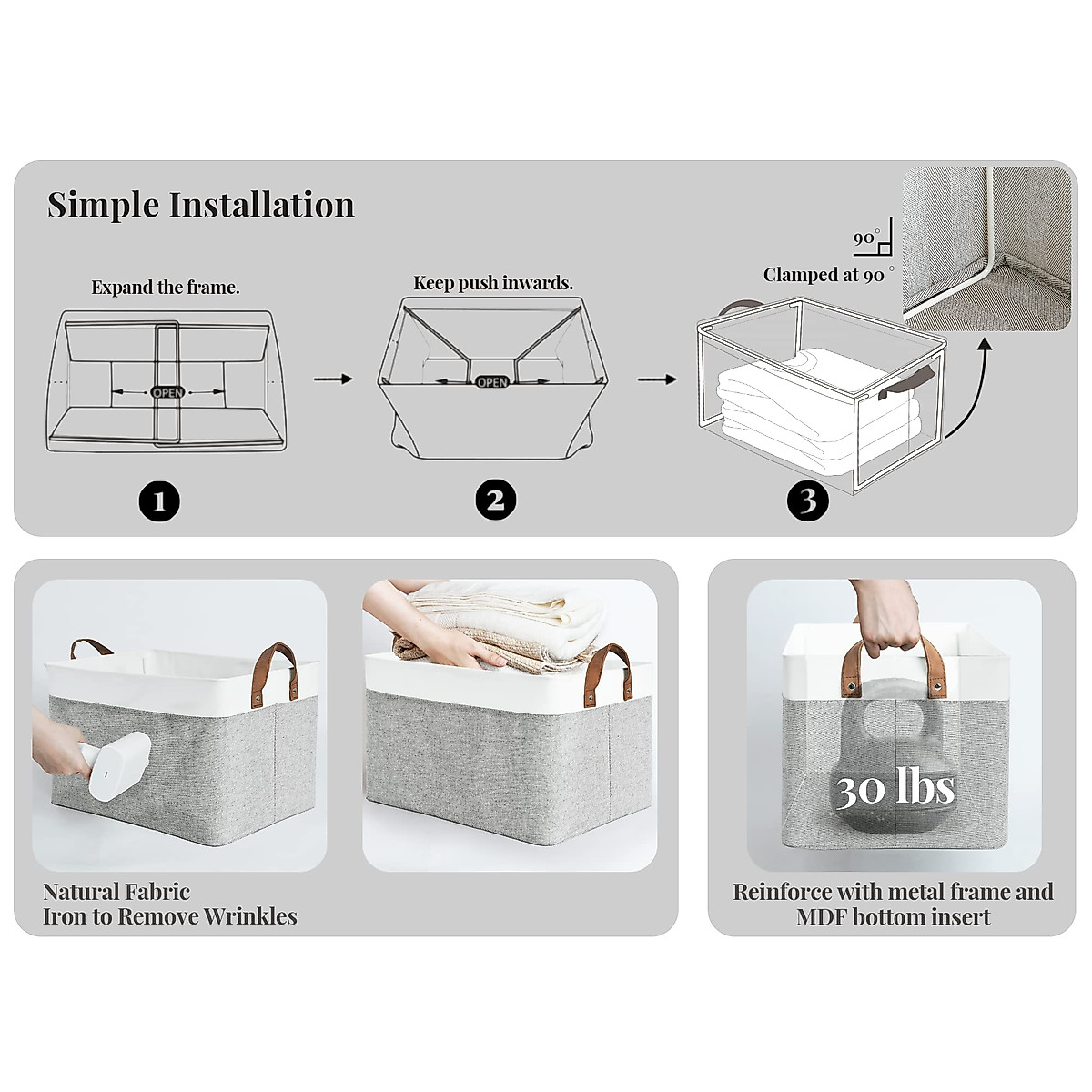 StorageWorks 3-Pack Foldable Trapezoid Storage Bins with 2-Pack Rectangle Closet Baskets