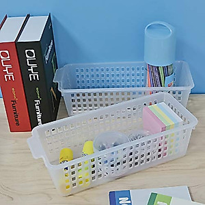 EudokkyNA Clear Slim Storage Baskets, Plastic Small Organizing Bin Set of 6
