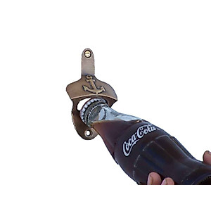 Hampton Nautical Wall Mounted Anchor Home Bottle Opener, 3", Antique Brass