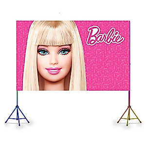 VAK BANNER COLOR:BARBI POSTER, PINK BANNER, BARBIE PRINCESS BANNER , GOLD ROSE, BACKDROP PARTY, ELEGANT PARTY, BIRTHDAY BANNER (COLOR:BARBIEDOLL PARTY SUPPLY BARBIE POSTER)