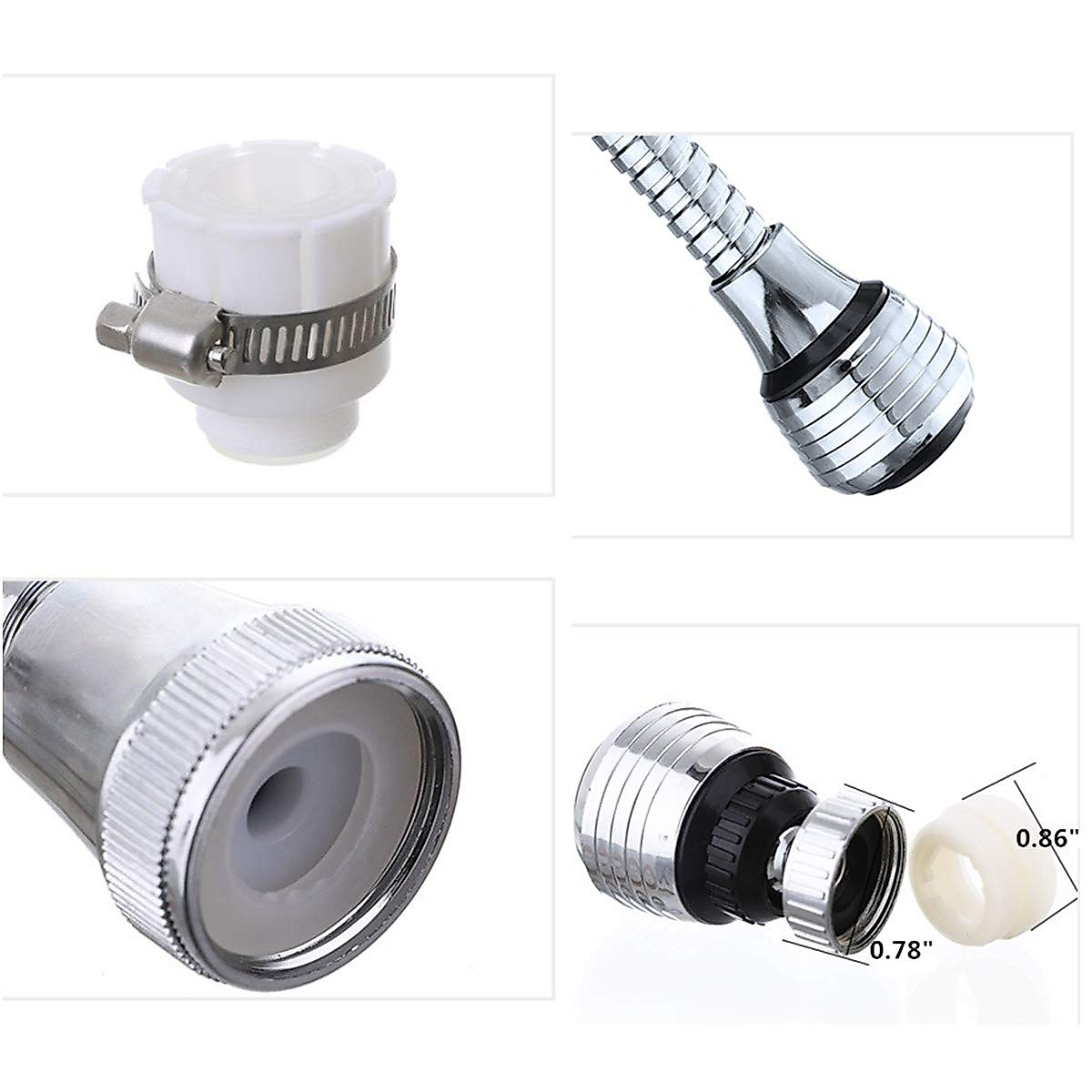 alfyng 3 Pack Faucet Extension Tubes - Kitchen Faucet Extender, Flexible 360 Degrees Stainless Steel Faucet Sprayer Extension, Water Saving Device Anti-Splash Faucet 2 Modes with Universal connector