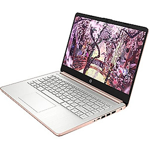 HP Premium 14-inch HD Thin and Light Laptop, Intel Dual-Core Processor, 8GB RAM, 64GB Storage, Long Battery Life, Webcam, Bluetooth, HDMI, Wi-Fi, Rose Gold, Windows 11 + 1 Year Microsoft 365 (Renewed)