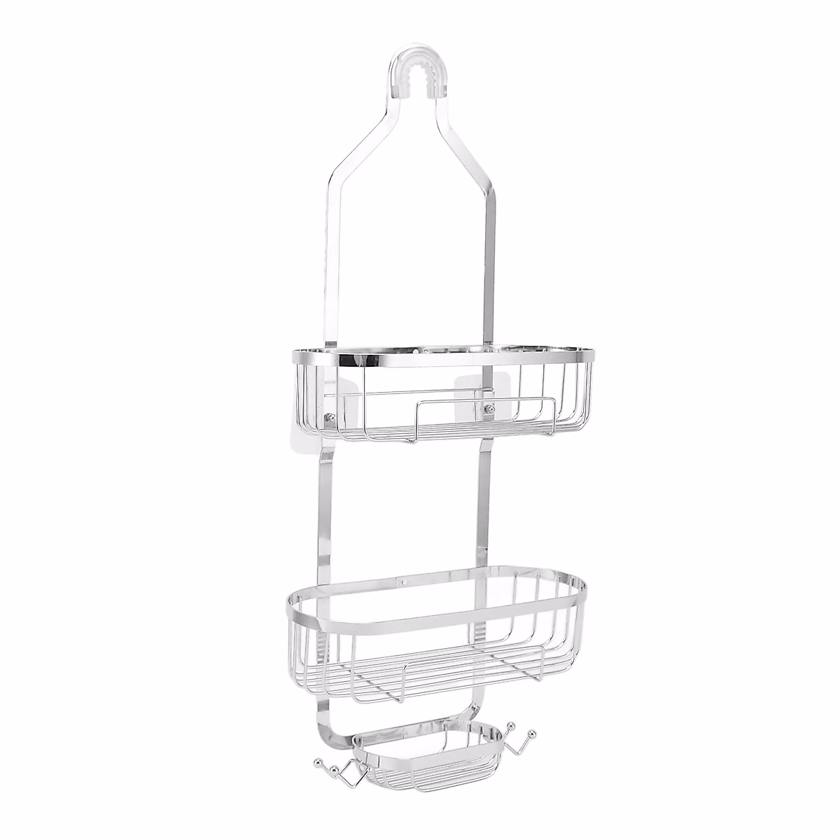 HUAOSN Shower Caddy, Metal Shower Shelf Wall Mounted Bathroom Shelves, 2 Layer Bathroom Wall Storage Basket, No Drilling, Bathroom Shelves Toilet Accessories(Plating)