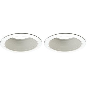 HALO E26 Series 6 in. White Recessed Ceiling Light Fixture Trim with White Straight Side Metal Baffle (Pack of 2)