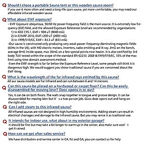 Xmatch Far Infrared Wooden Sauna in Canadian Red Cedar, 1-Person Plus Size, with 1510W, 8 Low EMF Heaters, 2 Bluetooth Speakers, 1 LED Reading Lamp and 2 Chromotherapy Lights