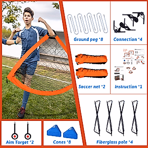 E-SDS Kids Soccer Goals for Backyard Training(Size 6'x4'), Portable Soccer Net Pop Up Soccer Goal Kits, Set of 2