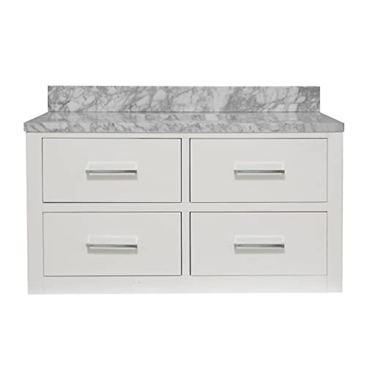 Kitchen Bath Collection Helsinki 48-inch Floating Bathroom Vanity (Carrara/White): Includes White Cabinet with Carrara Countertop and White Ceramic Sink