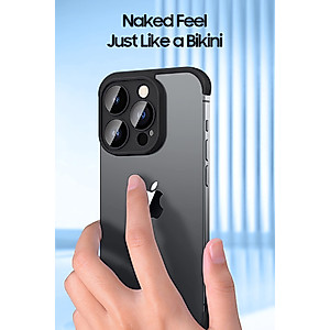 LEKEVO Frameless Fit for iPhone 15 Pro Max Bumper Case with Camera Lens Protector, Slim Soft TPU Shockproof Phone Cover, Minimalist Yet Protective Shell (Black)