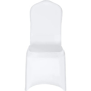 VEVOR 100 Pcs White Chair Covers Polyester Spandex Chair Cover Stretch Slipcovers for Wedding Party Dining Banquet Flat-Front Chair Covers