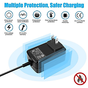 TKDY 12V 2A DC Power Supply AC Adapter Cord with Switch, 100-240Vac to DC 12 Volt 2 Amps 24W Transformer, for DC12V Yamaha Keyboard 12Vdc Record Player Massager LED Strip Lights Router Soundbar.